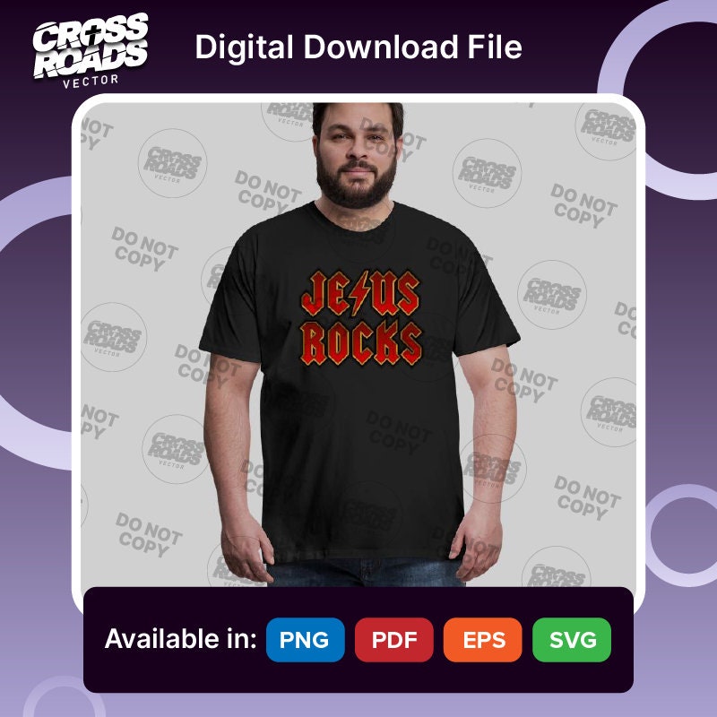 Jesus Rocks, Png & Vector Template Eps Pdf Dxf for Dtf Printing, Dtg ...