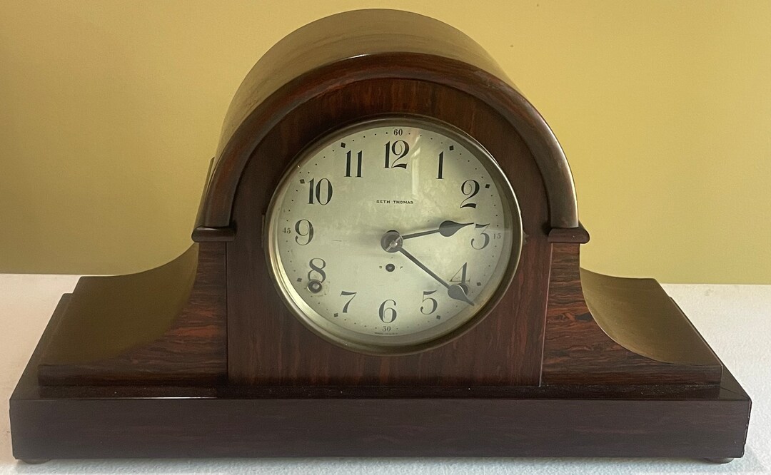 Seth Thomas Gong Chime Tambour Humpback Mantel Adamantine Clock Antique ...