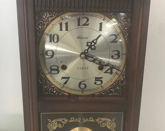 Vintage Regulator Alaron 31 Day Pendulum Key Wind Wall Chime Clock C ...
