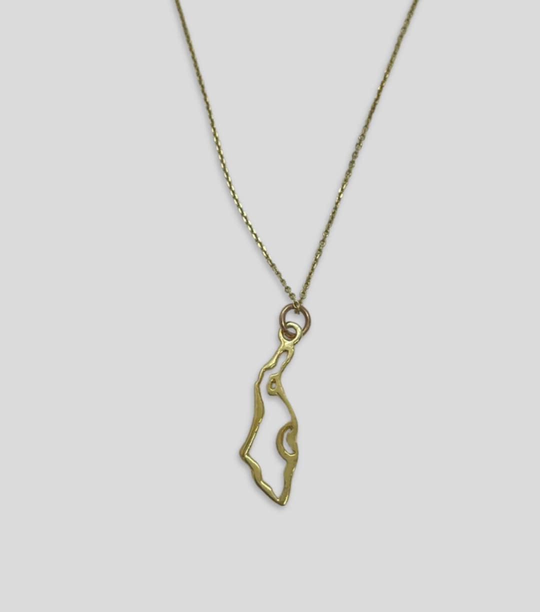 14k Gold Handmade Map of Israel Dainty Minimalist Pendant Symbolic ...