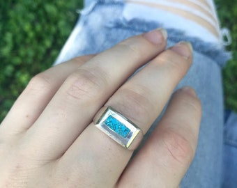 Turquoise Rectangle Ring - Etsy