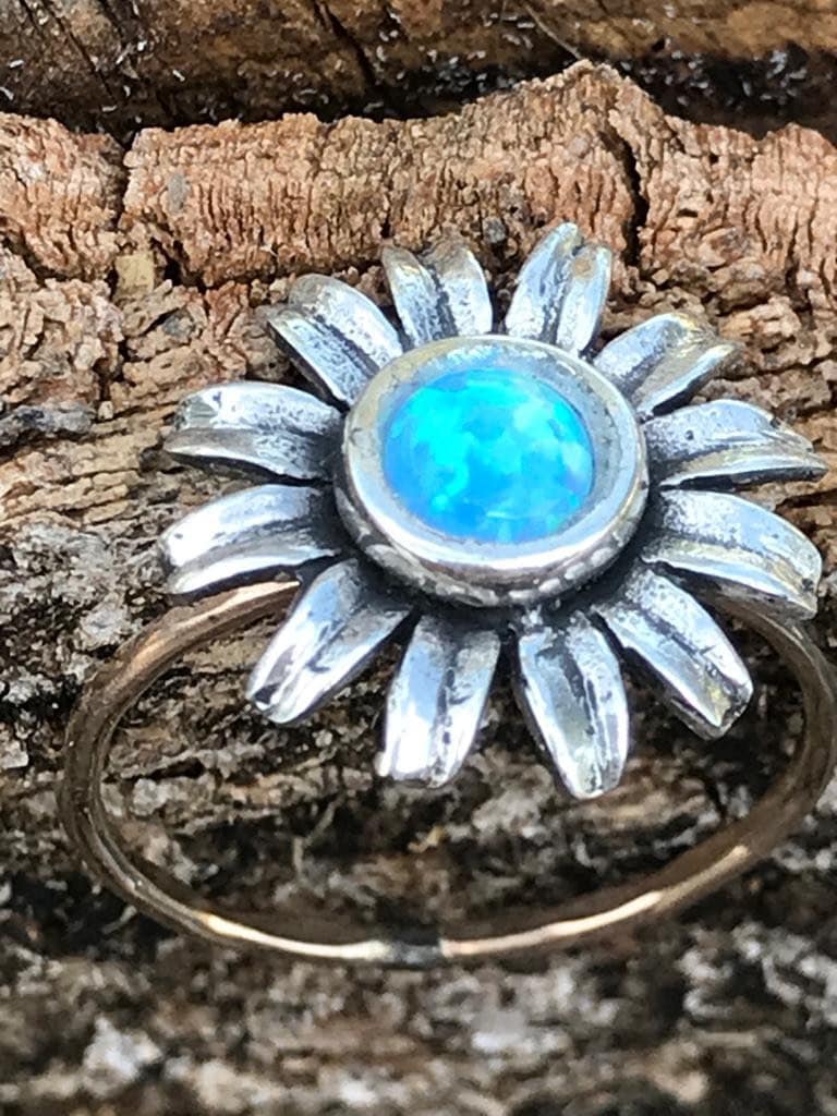 Blumenringe Opal Edelstein Blumen Ring gehämmert zwei - Etsy.de
