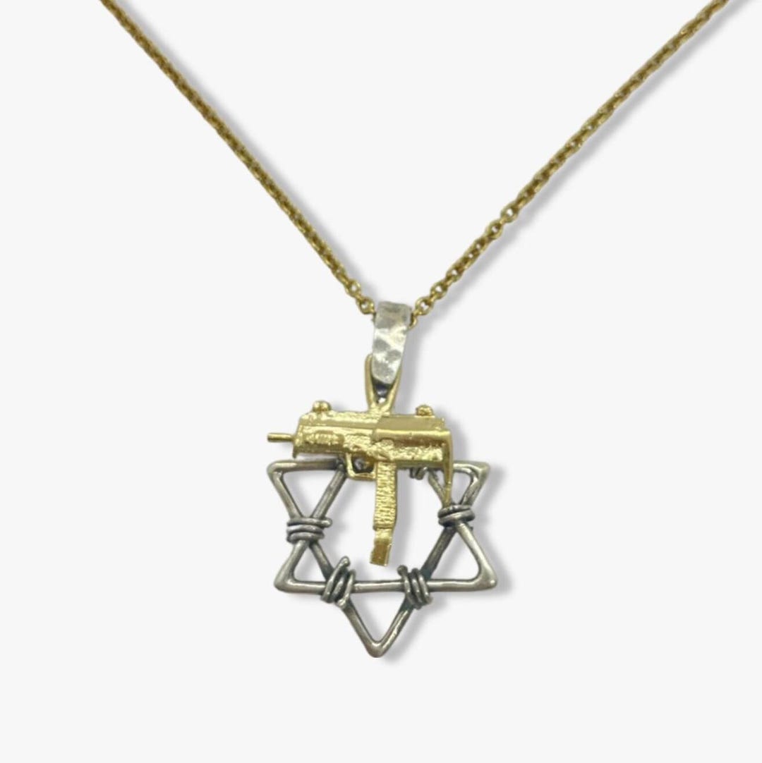 Twisted Wire Magen David With Uzzi Machine Gun Necklace 925 Sterling ...