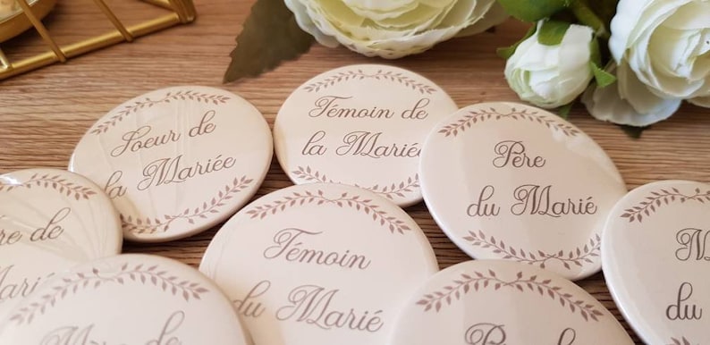 Badge mariage famille/Badge mariage temoin/Badge mère | Etsy
