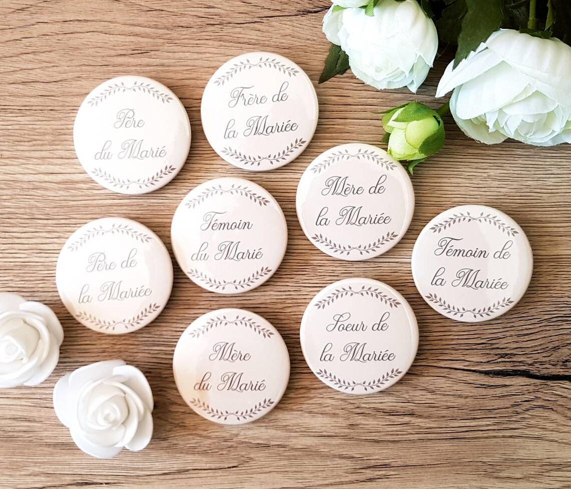 Badge mariage famille/Badge mariage temoin/Badge mère | Etsy