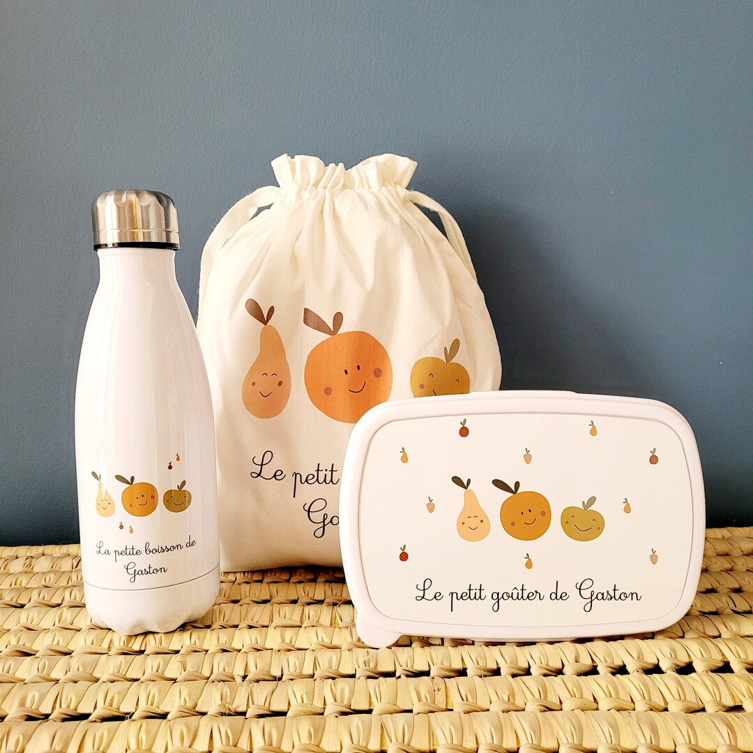 Kit gouter enfant/ boite à gouter et gourde assorti/kit gouter - Etsy ...