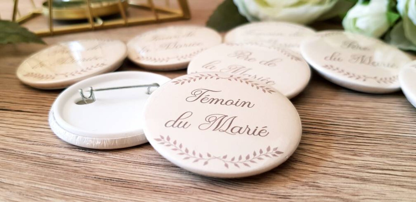Badge mariage famille/Badge mariage temoin/Badge mère | Etsy