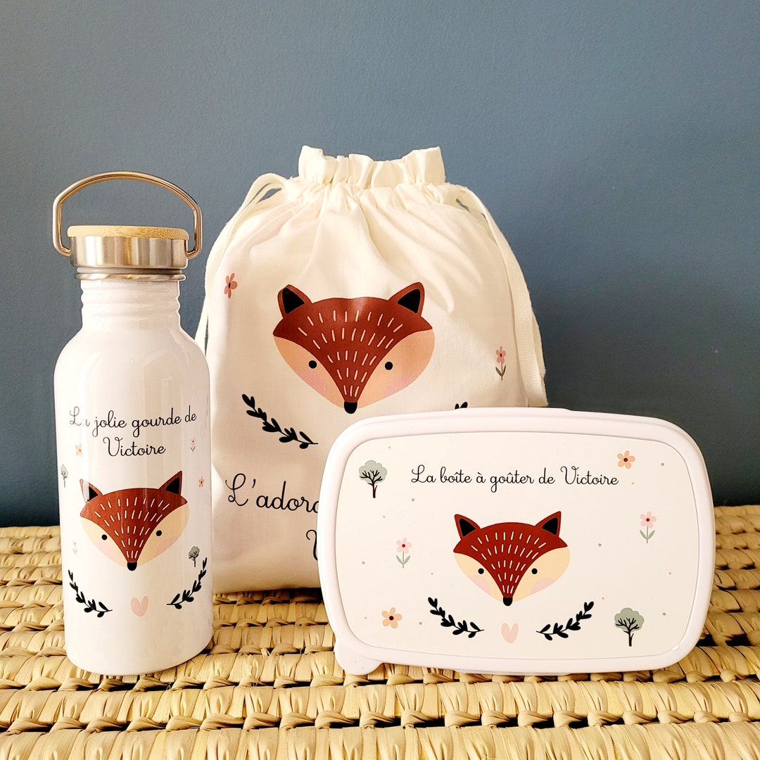 Kit gouter enfant/ boite à gouter et gourde assorti/kit gouter ...