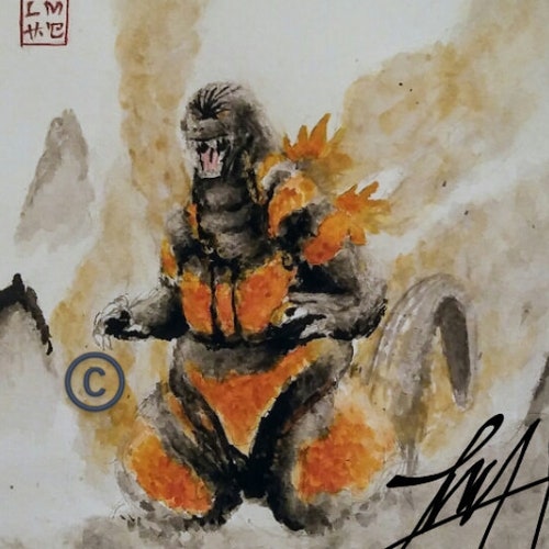 Burning Godzilla 11x17 Print heisei - Etsy