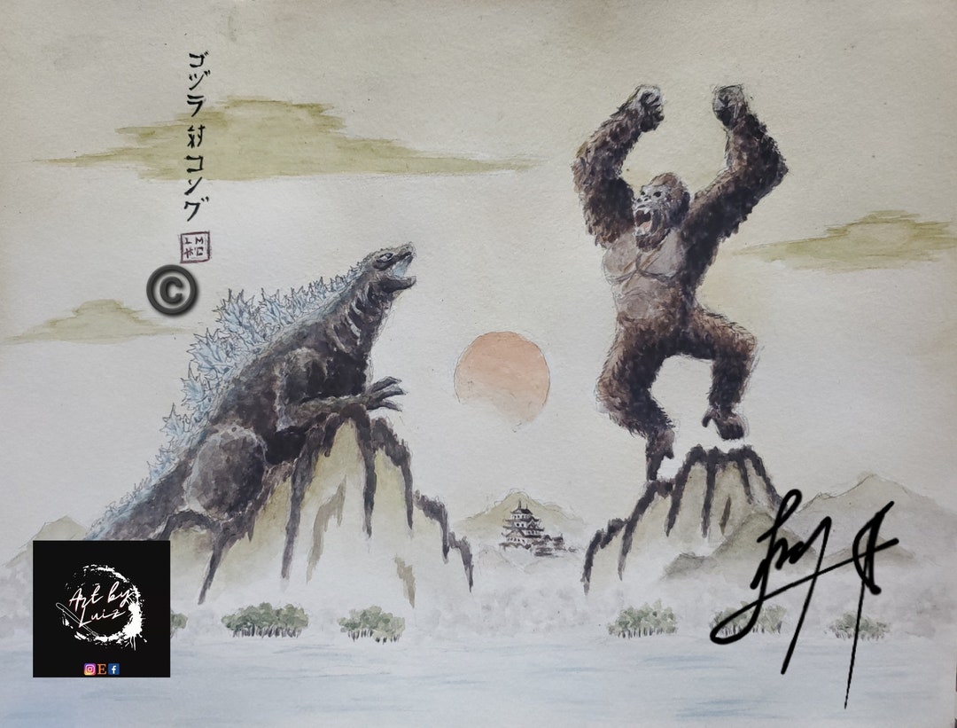 Godzilla Vs Kong Ancient Japanese Art - Etsy