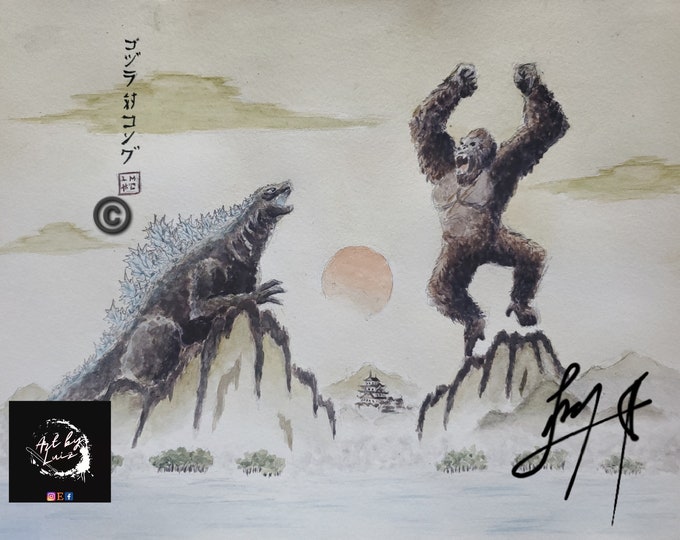 Godzilla Vs Kong Ancient Japanese Art - Etsy