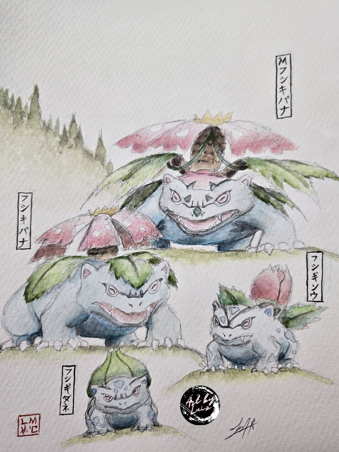 Original Illustration of Bulbasaur Evolution Line - Etsy