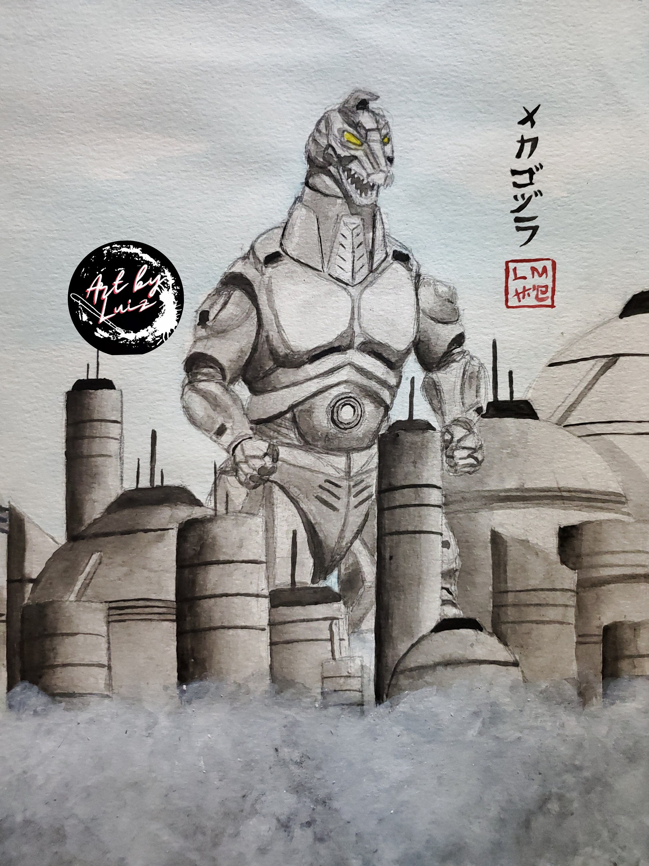 Original Heisei Mechagodzilla II Watercolor Painting - Etsy