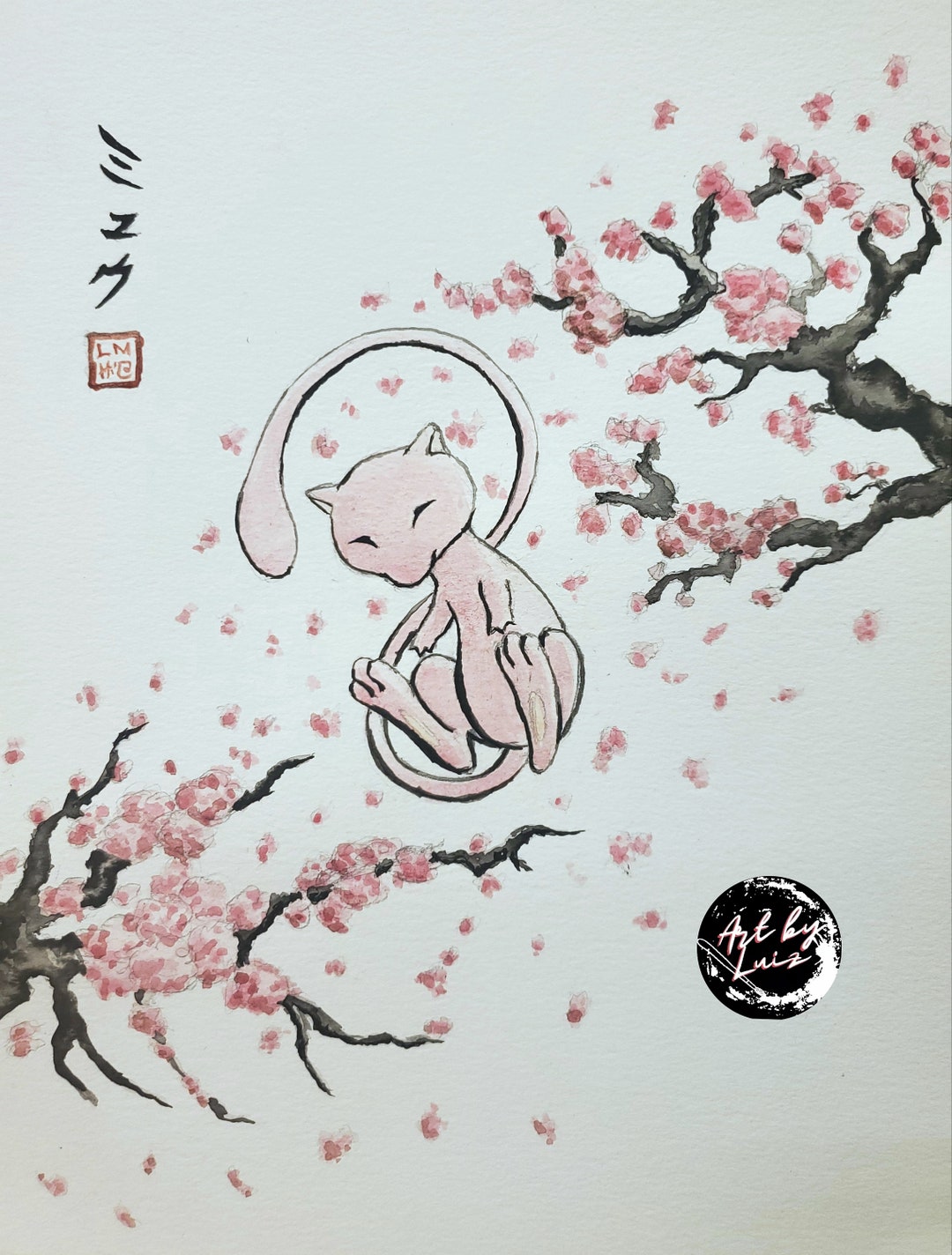 Original Mew Watercolor Illustration - Etsy