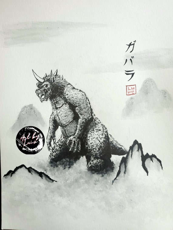 Prints of Kaiju Gabara From Godzilla in Japanese Ink Style - Etsy