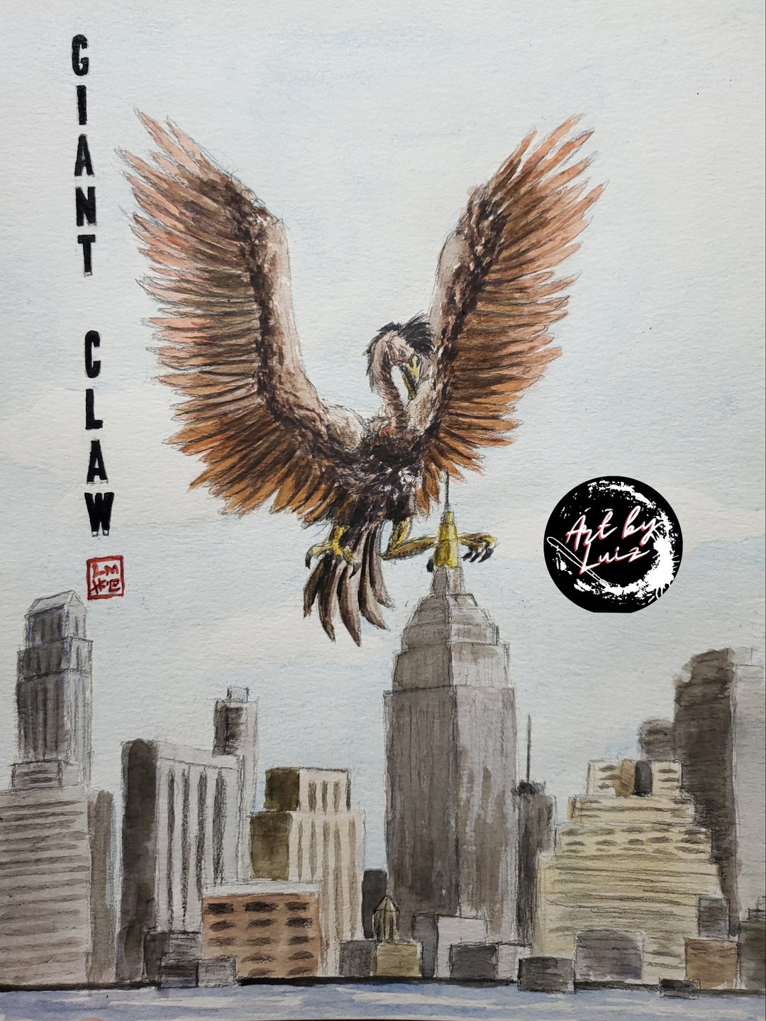 Original 9x12 Watercolor Painting of the Giant Claw Monster From the ...