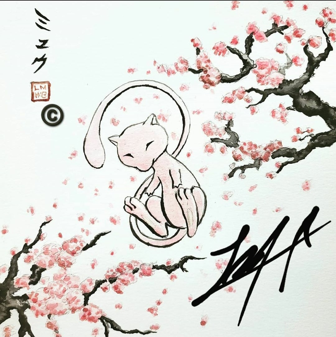 Mew Japanese Style Painting - Etsy