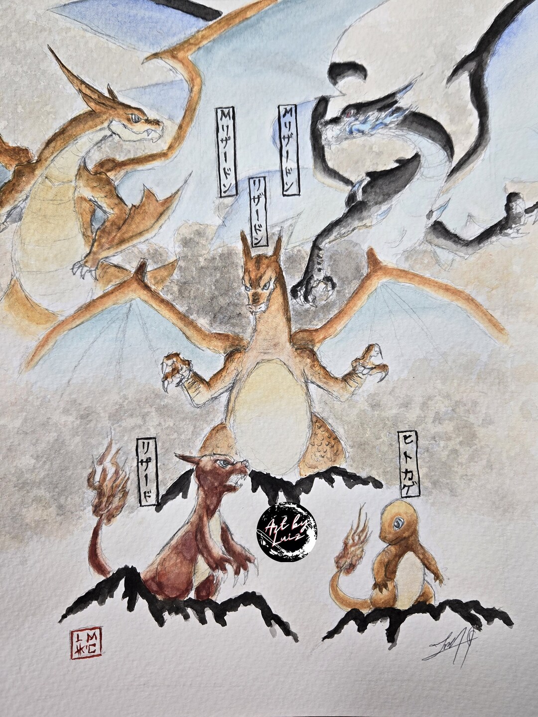 Original Illustration of Charmander Evolution Lines - Etsy