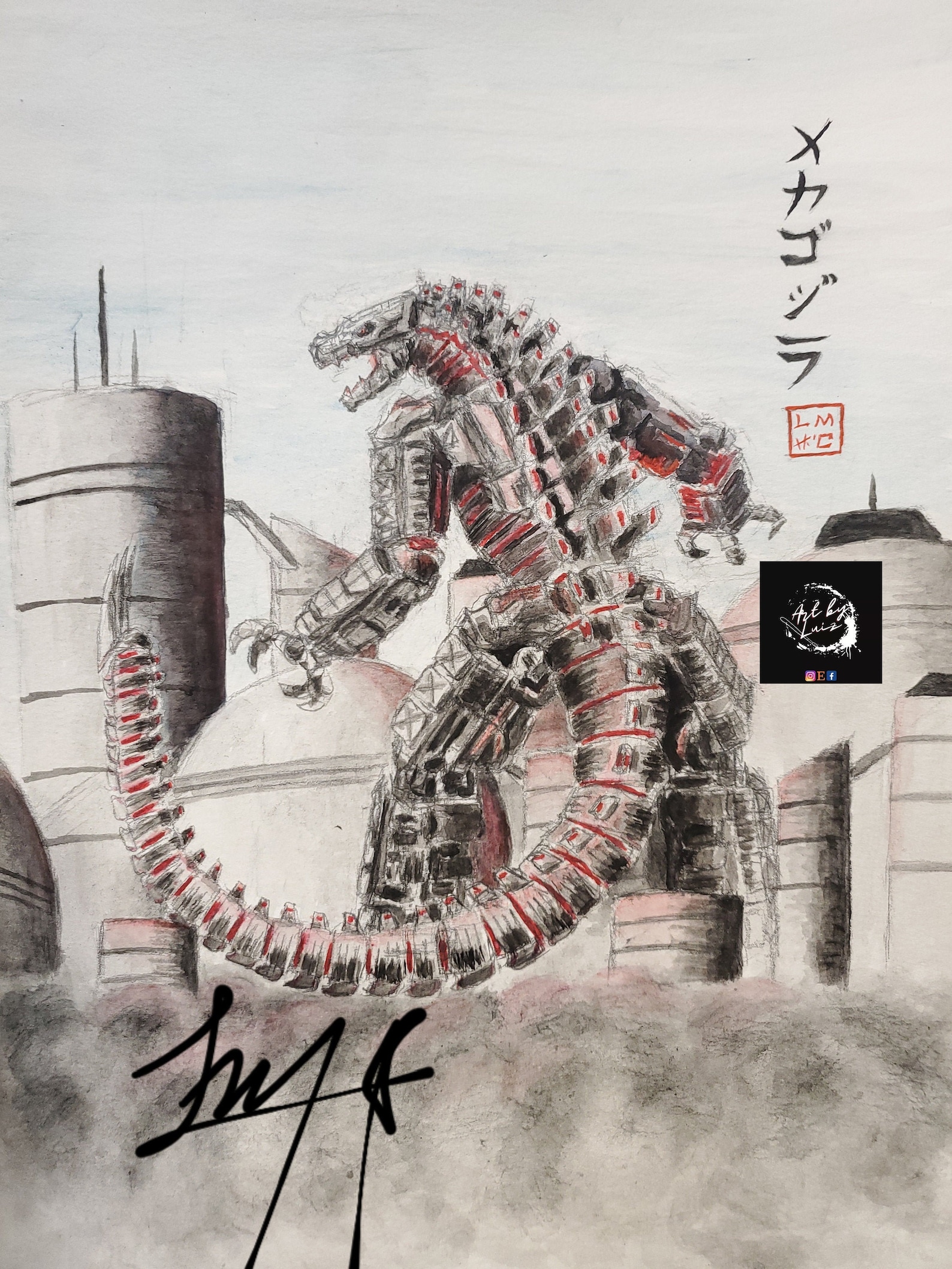 Prints of Legendary Mechagodzilla in Watercolor | Etsy