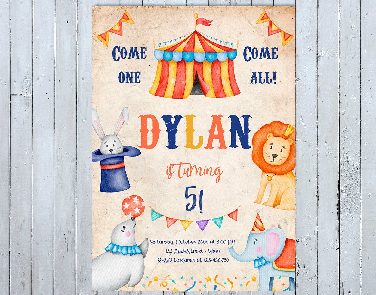 Invitación De Circo Invitación De Cumpleaños De Circo Fiesta - Etsy México