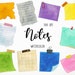 Watercolor Notes Clipart, Notes Graphics, Note Paper Clipart, Post It ...