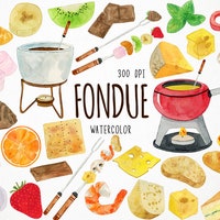 Cheese Fondue Clipart: Swiss Food Illustration (PNG, JPG) - Etsy