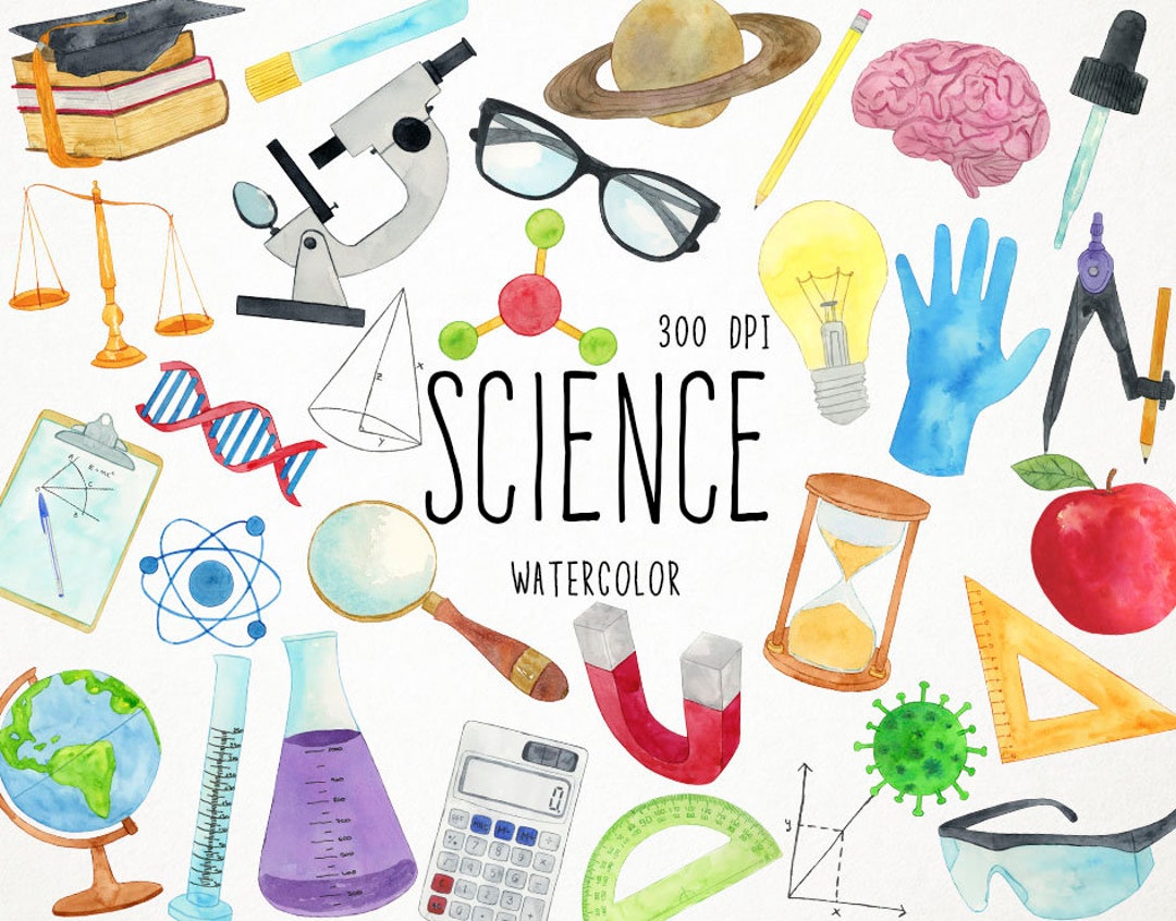 Watercolor Science Clipart, Laboratory Clipart, Lab Clipart, Chemistry ...