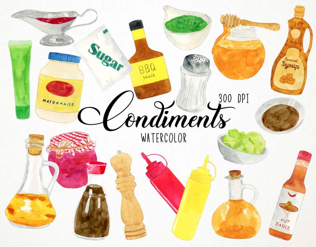 Condiments Clipart, Food Clipart, Ketchup Clipart, Sauce Clipart, Honey ...