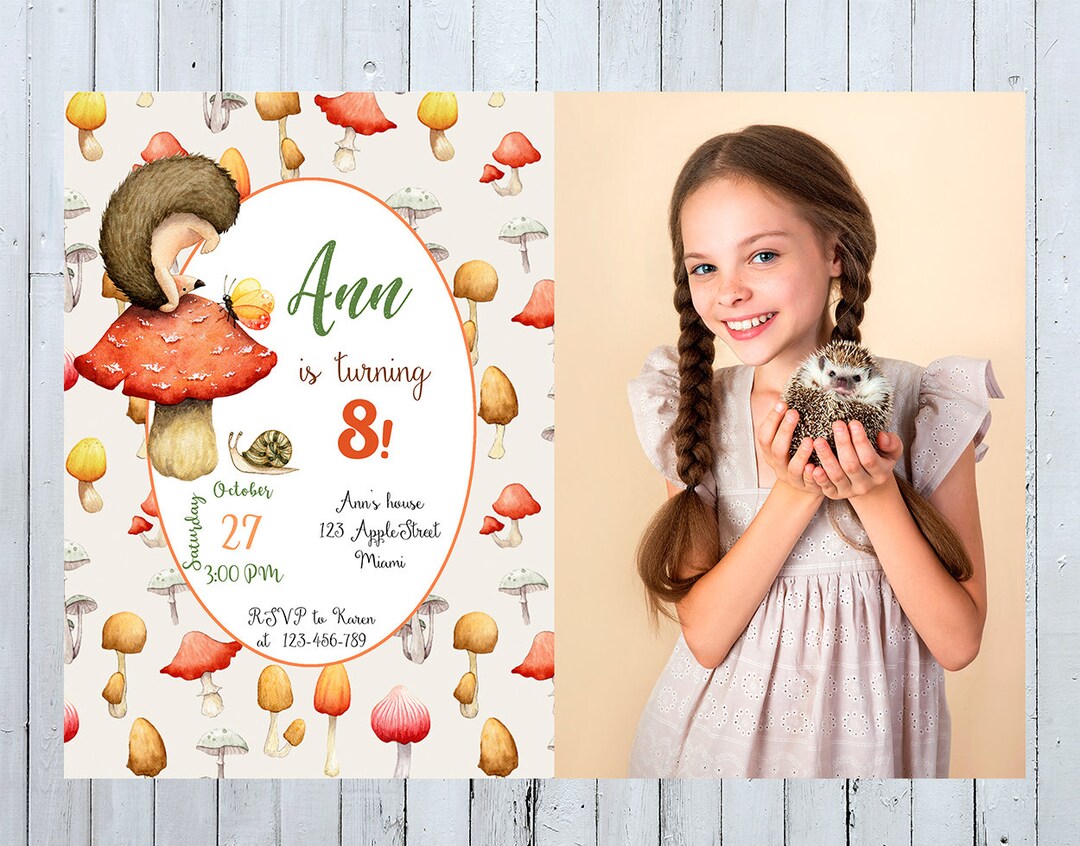 Hedgehog Invitation With Photo, Hedgehog Invite, Hedgehog Birthday ...