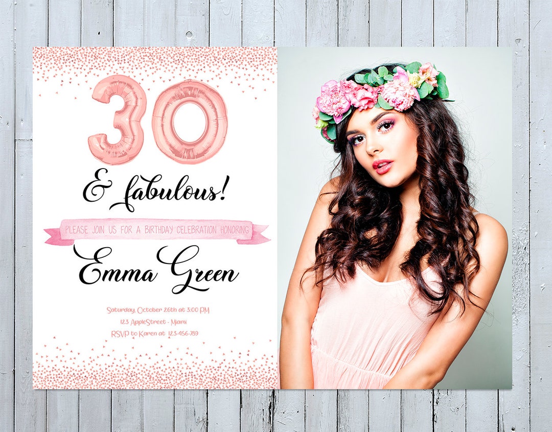Thirty and Fabulous Birthday Invitation With Photo, Thirty Invitation ...