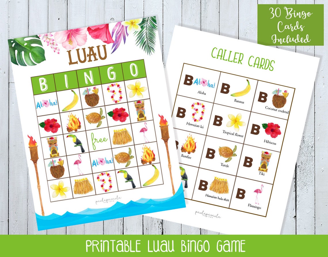 Luau Bingo Hawaiian Bingo Hawaii Bingo Tropical Bingo Luau - Etsy