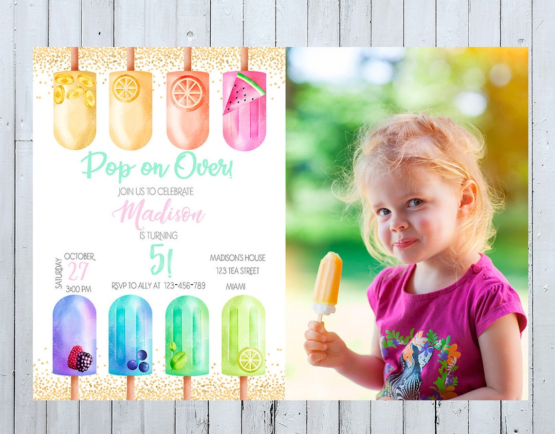 Popsicle Birthday Invitation With Photo Popsicle Invitation - Etsy