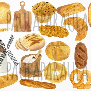 Watercolor Bread Clipart, Bread Graphics, Bakery Clipart, Baker Clipart ...