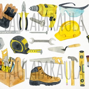 Watercolor Tools Clipart, Hand Tools Clipart, Tool Kit Clipart, Toolbox ...