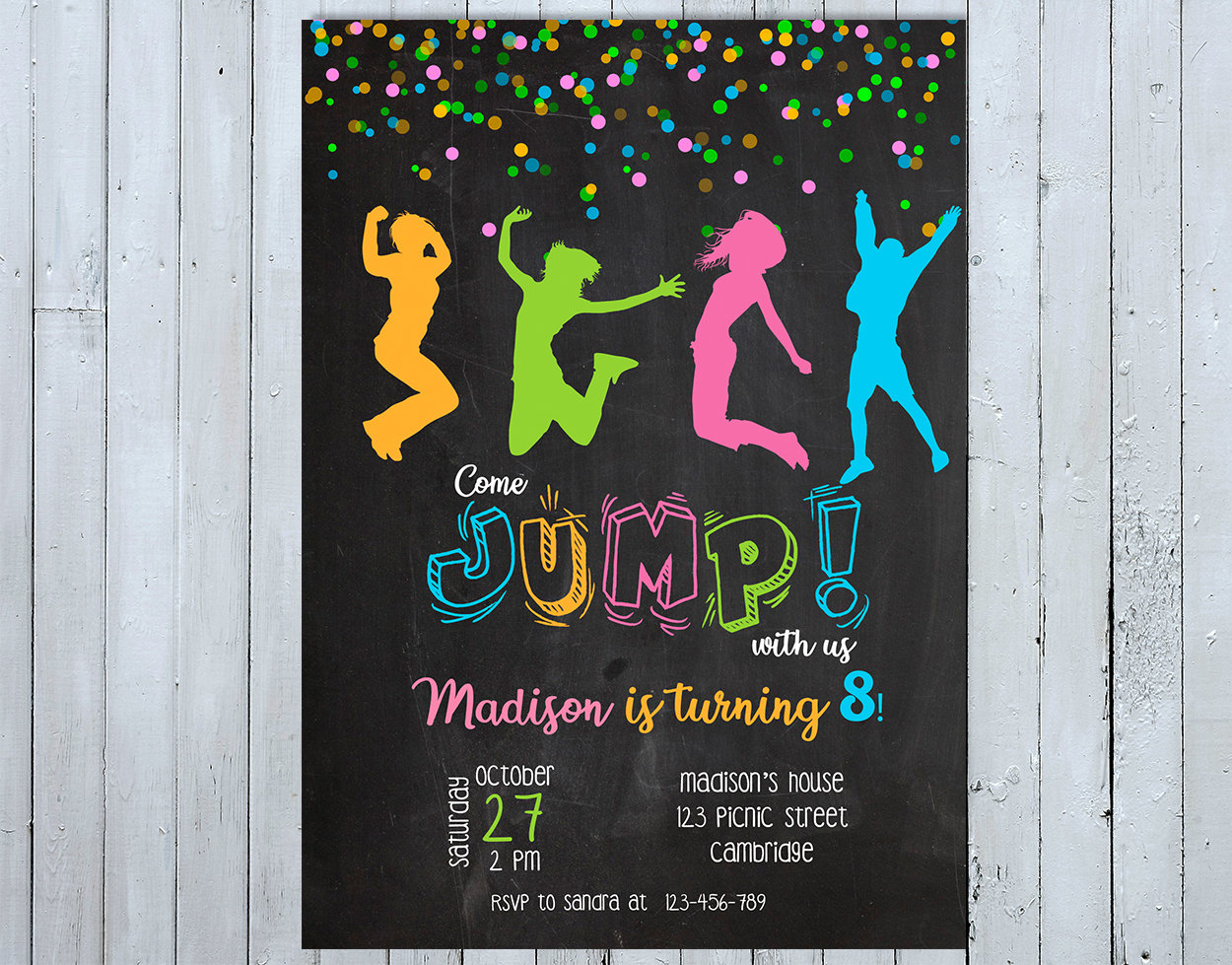 Jump Birthday Invitation, Trampoline Invitation, Jump House Invitation ...