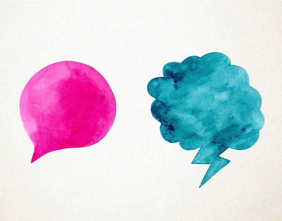 Watercolor Speech Bubbles Clipart Digital Texts Clouds | Etsy