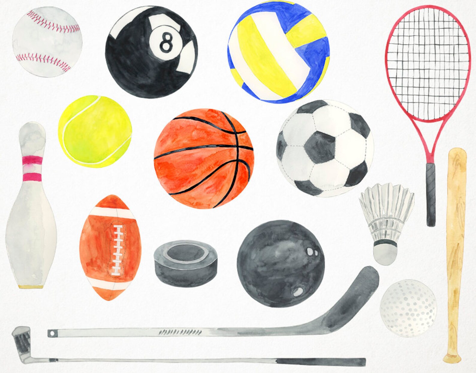Baseball Clipart, Sports Clipart, Watercolor Sports Clipart, Baseball ...