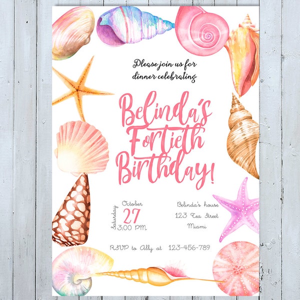 Seashell Invitations - Etsy