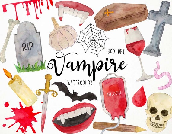 Watercolor Vampire Clipart Vampire Graphics Halloween - Etsy