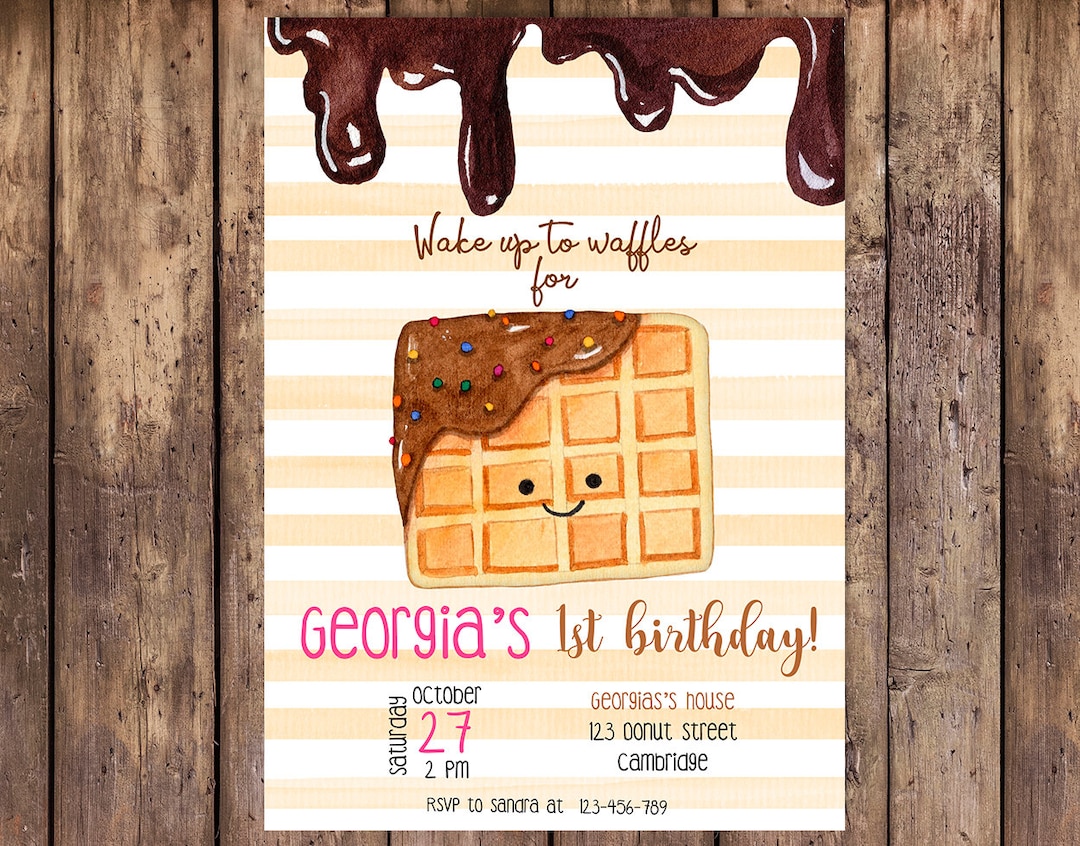 Waffles Birthday Invitation, Waffles Invitation, Waffles Invite ...