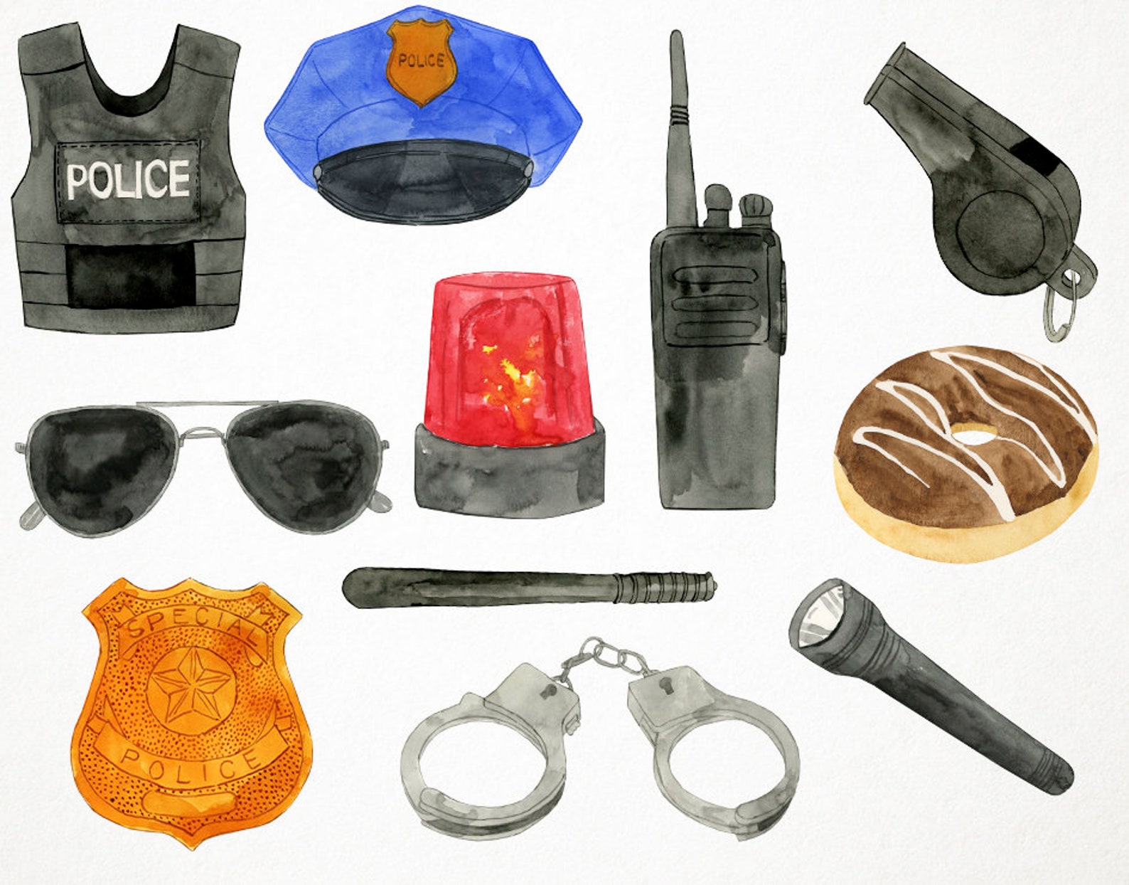 Police Clipart Watercolor Police Clipart Police Clip Art - Etsy