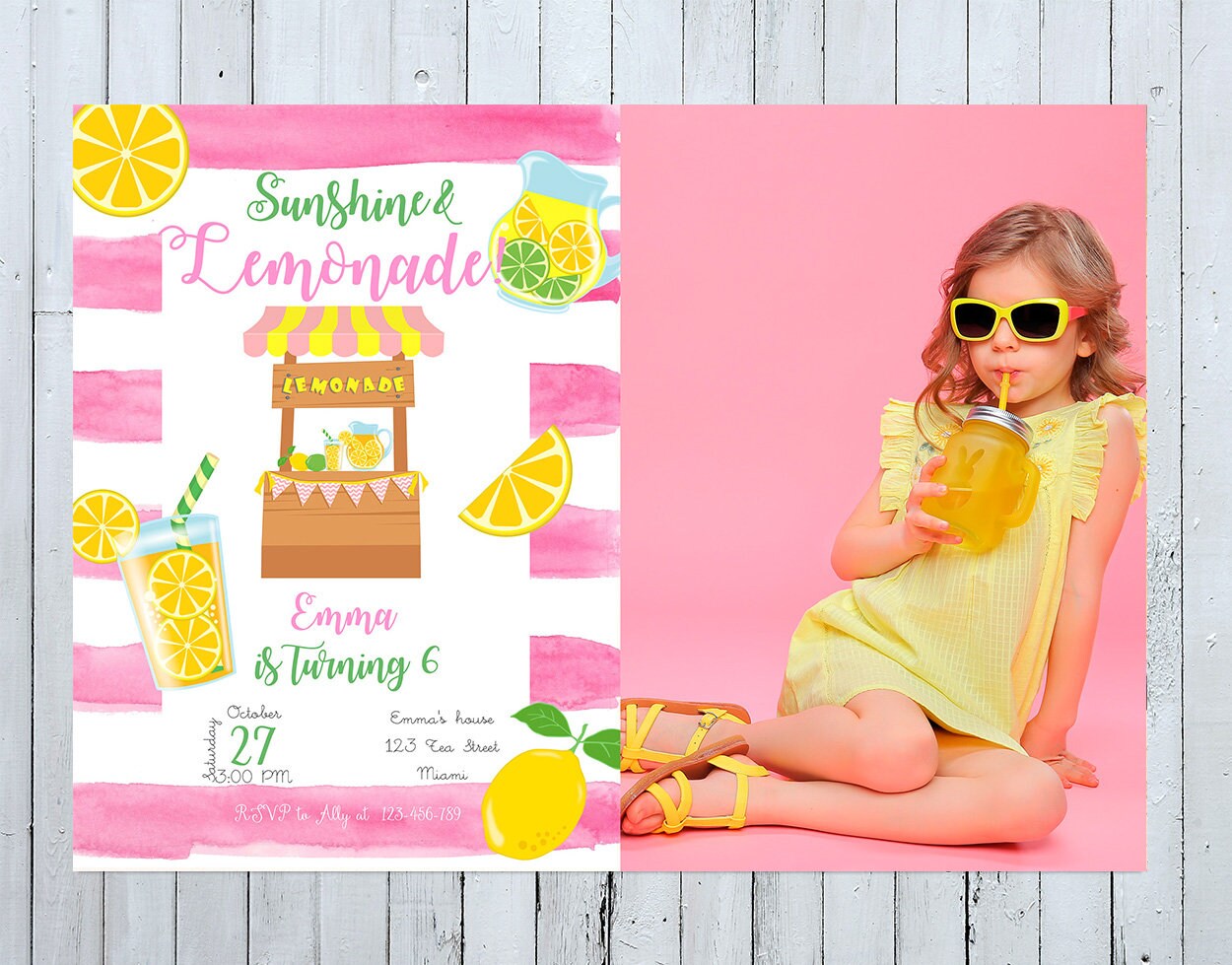 Lemonade Picture Invitation Sunshine and Lemonade Invitation - Etsy