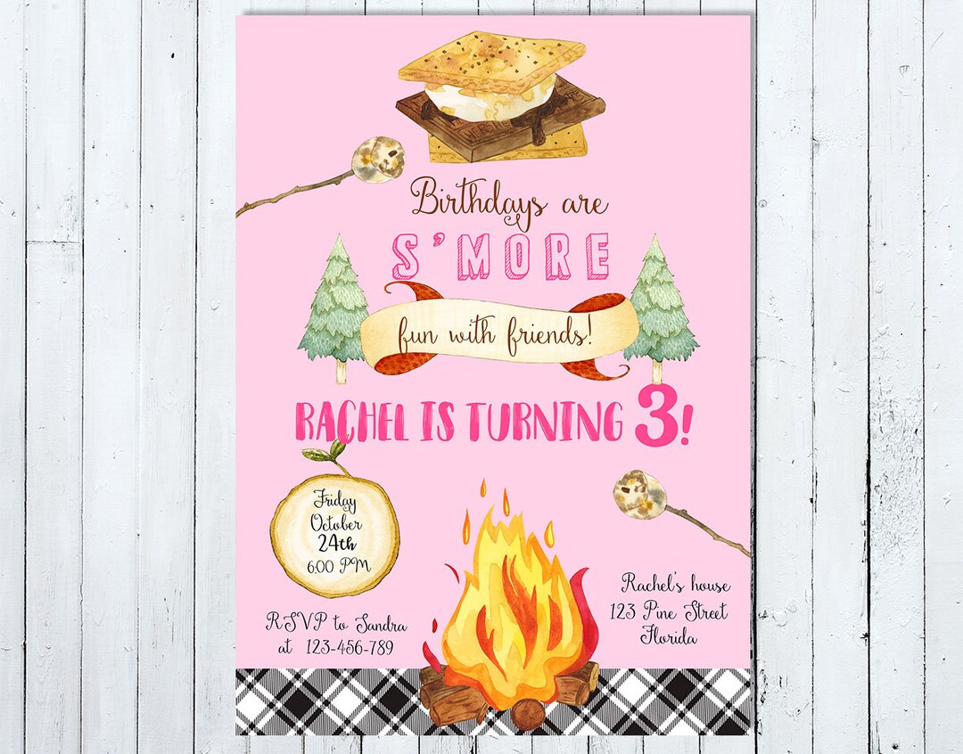 Smore Birthday Invitation, S'more Birthday Invitation, S'more Birthday ...