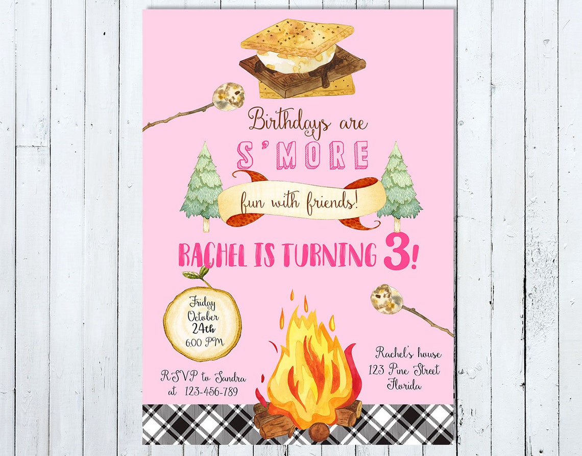 Smore Birthday Invitation S'more Birthday Invitation | Etsy