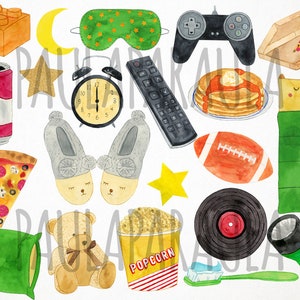 Watercolor Boys Slumber Party Clipart, Boys Sleepover Clipart, Boys ...