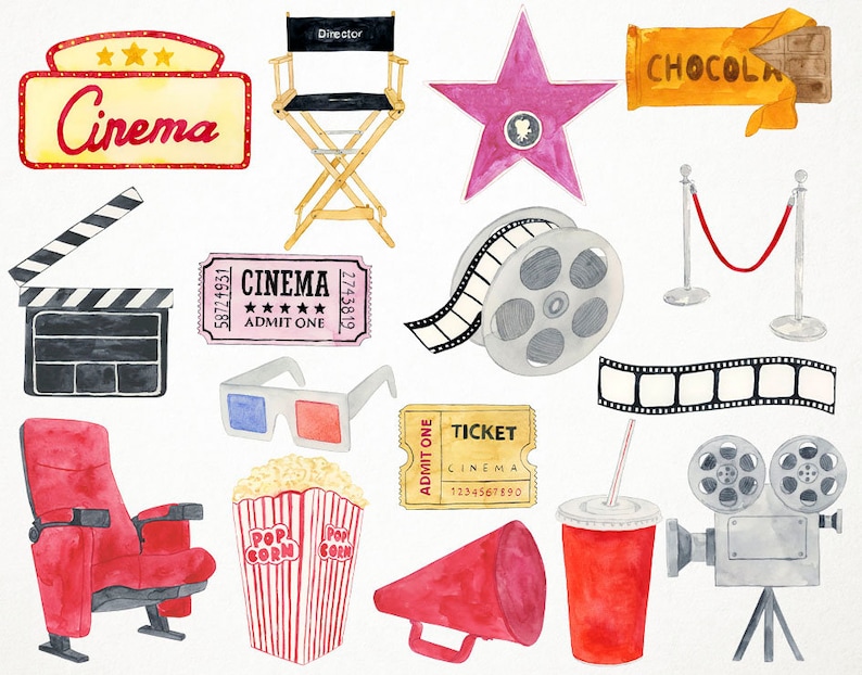 Movie Clipart, Hollywood Clipart, Cinema Clipart, Popcorn Clipart ...