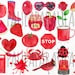 Watercolor Red Clipart, Red Color Clipart, Red Objects Clipart, Red ...