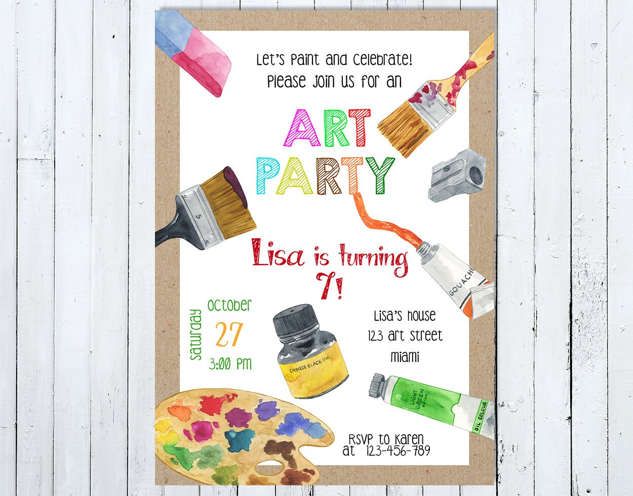 Art Party Invitation, Paint Party Invitation, Painting Invitation ...