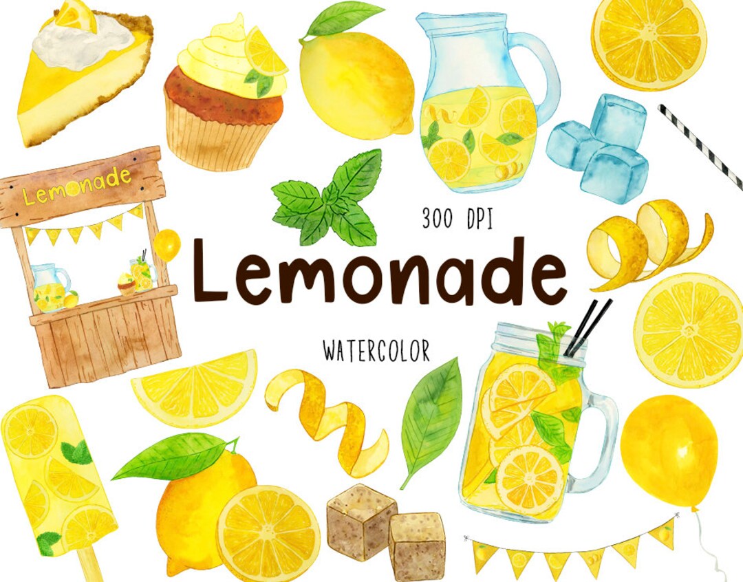Watercolor Lemonade Clipart, Lemonade Graphics, Summertime Clipart ...