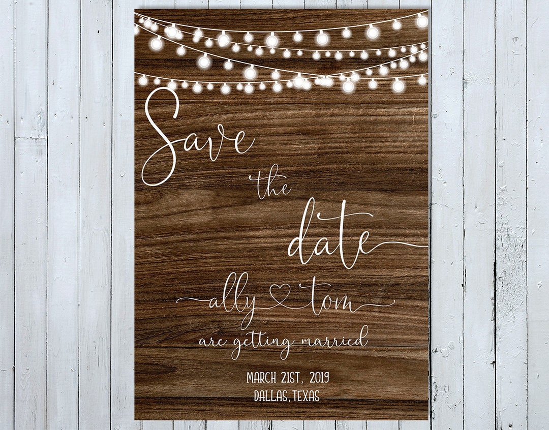 Rustic Save the Date Card, Wedding Save the Date Card, Wooden Save the ...